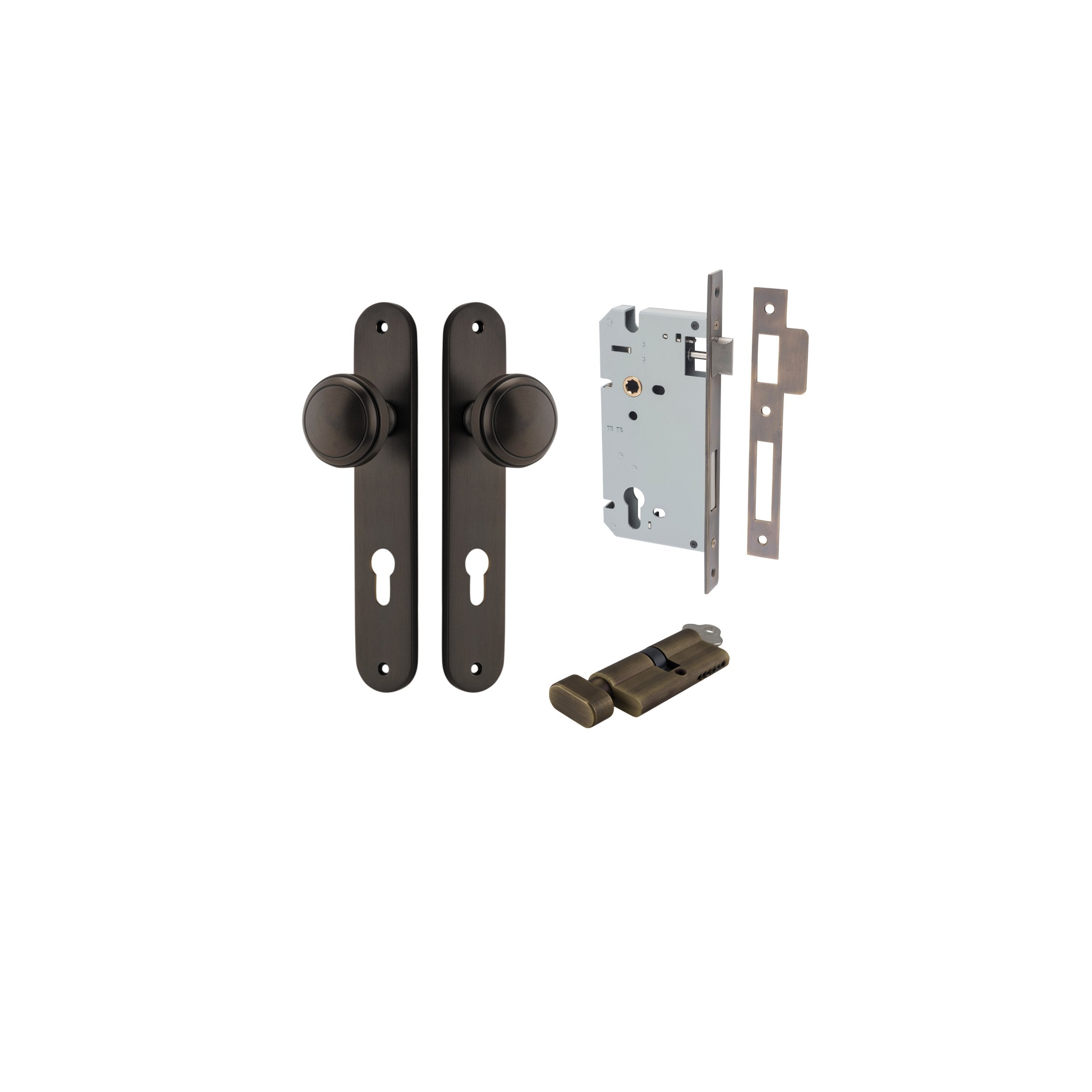 Paddington Knob - Oval Backplate Entrance Kit with High Security Lock ...