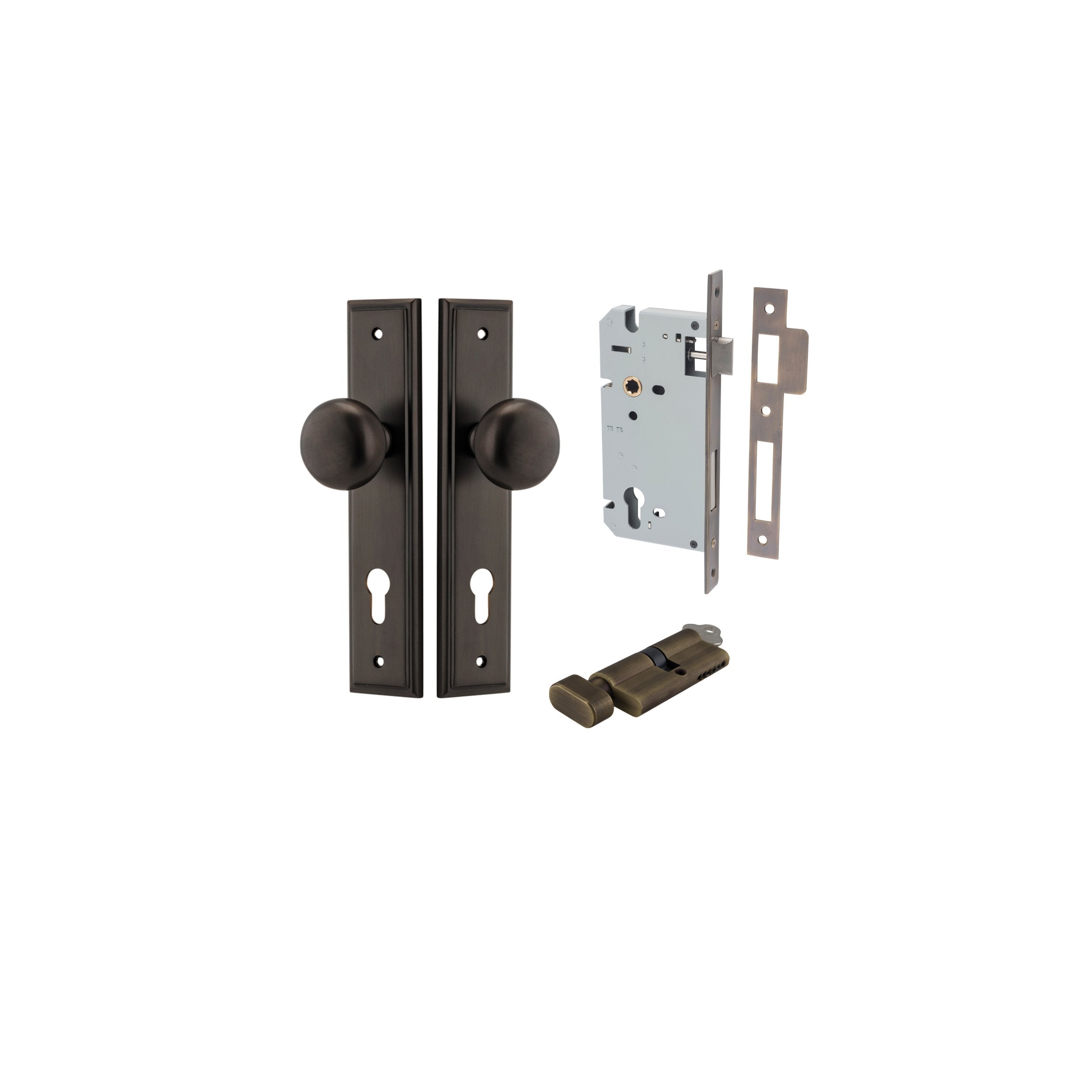 Cambridge Knob - Stepped Backplate Entrance Kit with High Security Loc ...