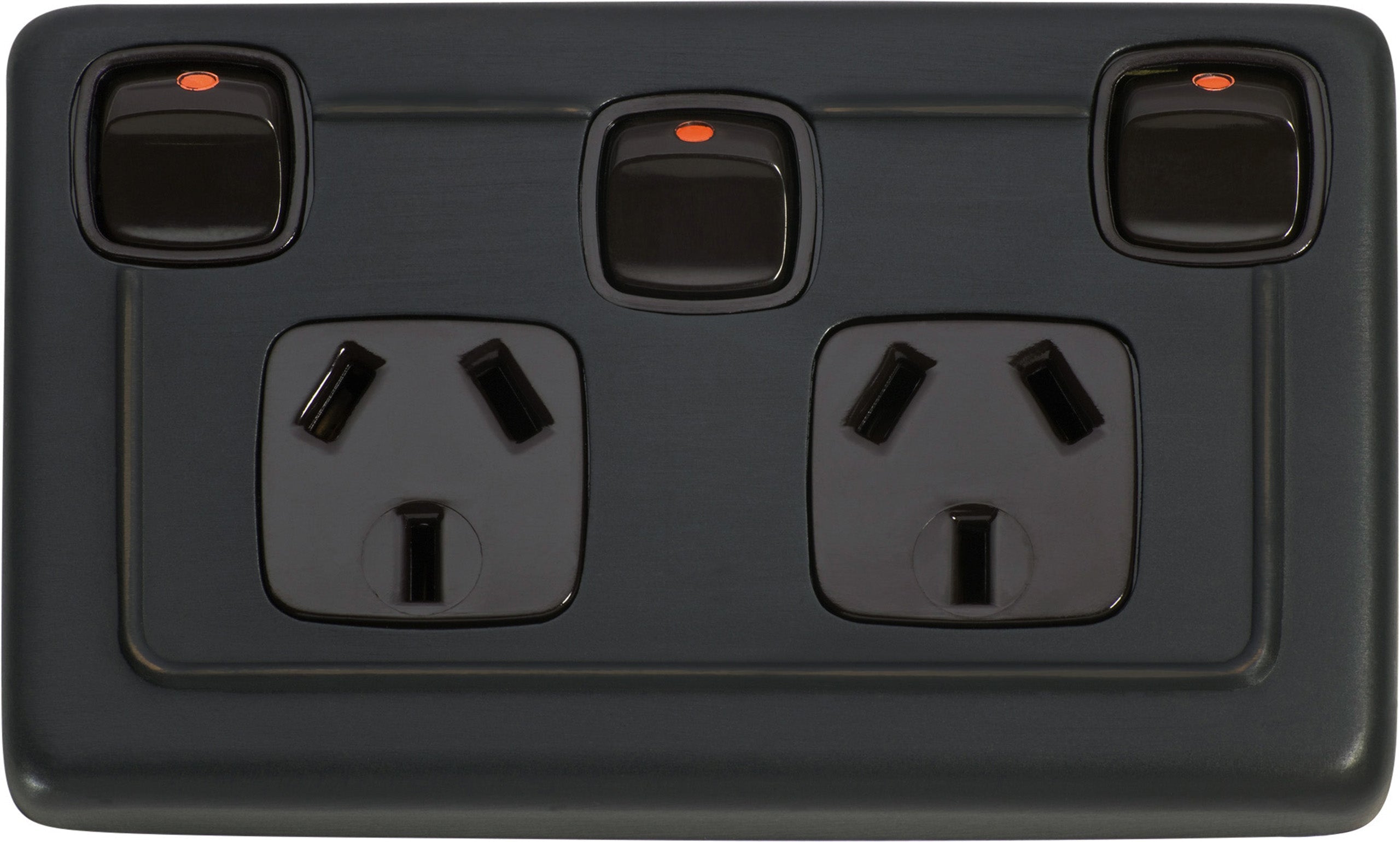 3 Gang Flat Plate Rocker Switches with Double Socket | Handles Plus