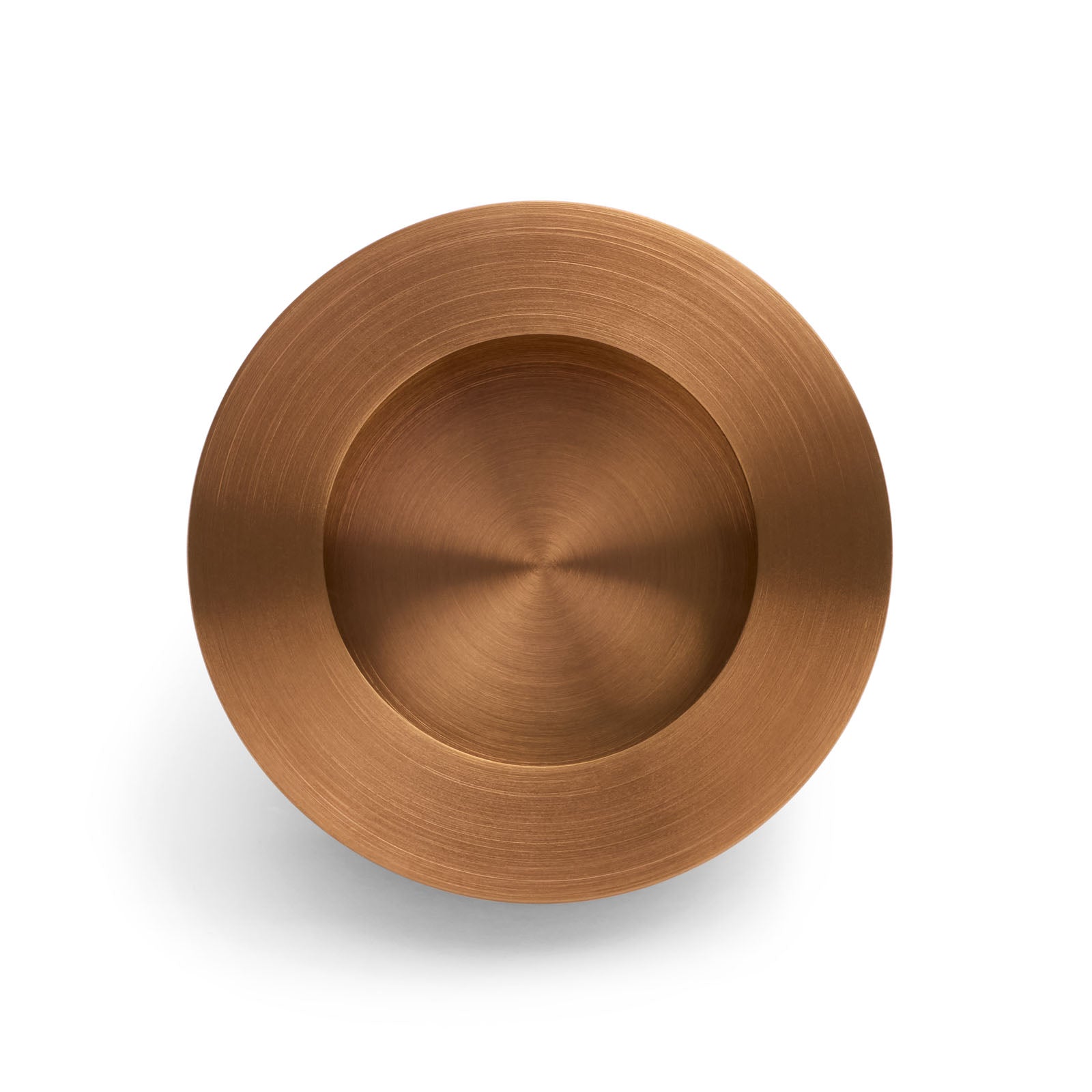 Brushed Copper Sliding Door Round Flush Pull 65mm | Handles Plus